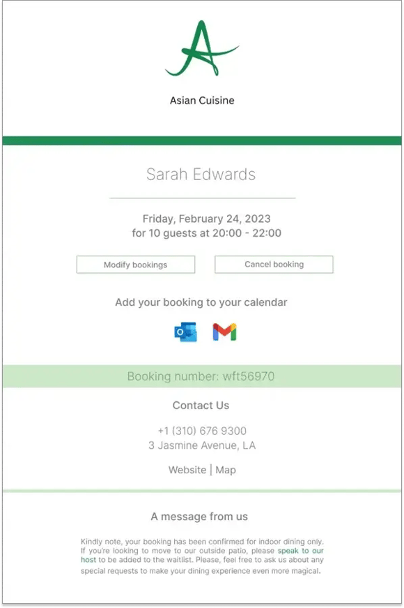 Tips for Restaurant Reservation Confirmation Emails